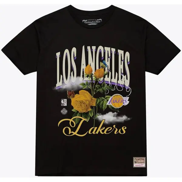 Mitchell & Ness Los Angeles Lakers Floral Graphic T-shirt - Black