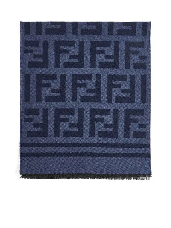 Fendi Ff Motif Frayed-edge Scarf