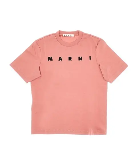 Marni Logo Print Cotton T-shirt - Pink