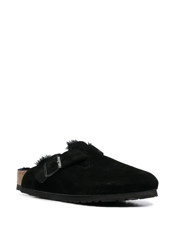 BIRKENSTOCK Boston Slip-on Sandals With Logo And Buckle Detailing - Black