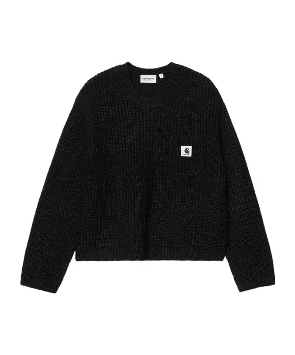 Carhartt Work In Progress Mira Logo Patch Crewneck Jumper - Black