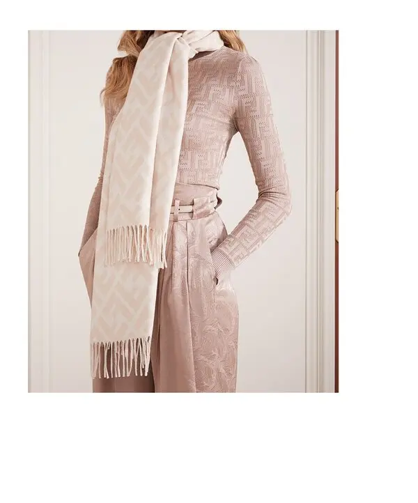 Fendi Ff Motif Fringed Scarf