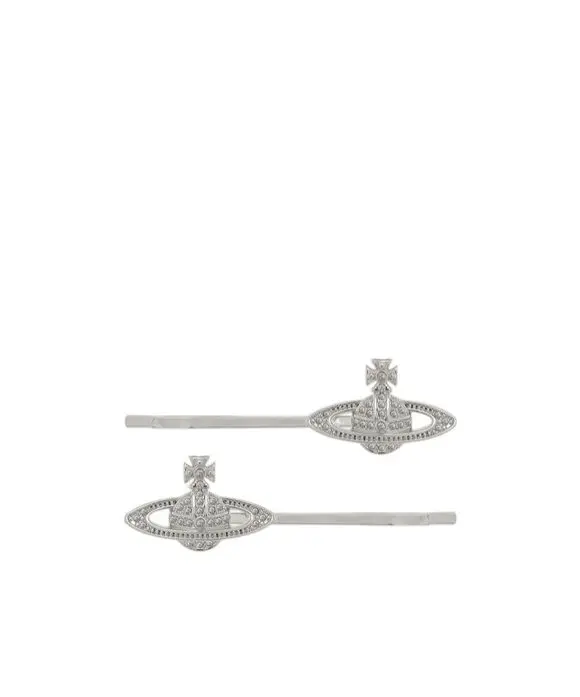 VIVIENNE WESTWOOD Bobby Embellished Hair Clips - Gray
