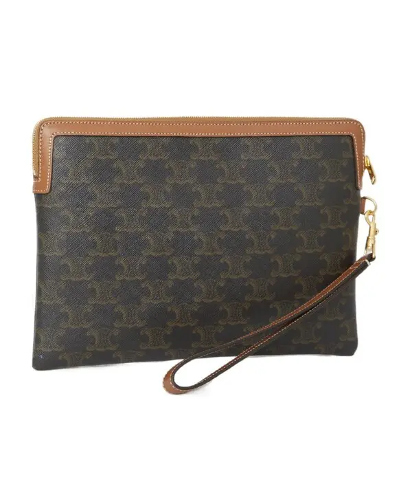 Celine Small Pouch With Strap In Triomphe Canvas With Print