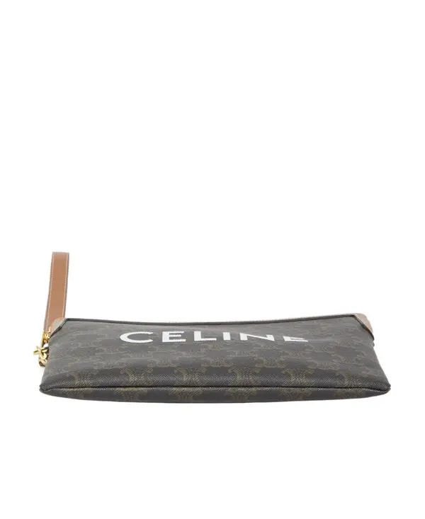 Celine Small Pouch With Strap In Triomphe Canvas With Print
