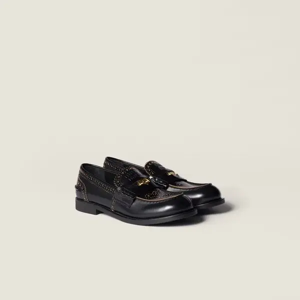 Miu Miu Perforated Loafers With Coin Detail