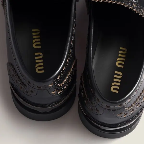 Miu Miu Perforated Loafers With Coin Detail