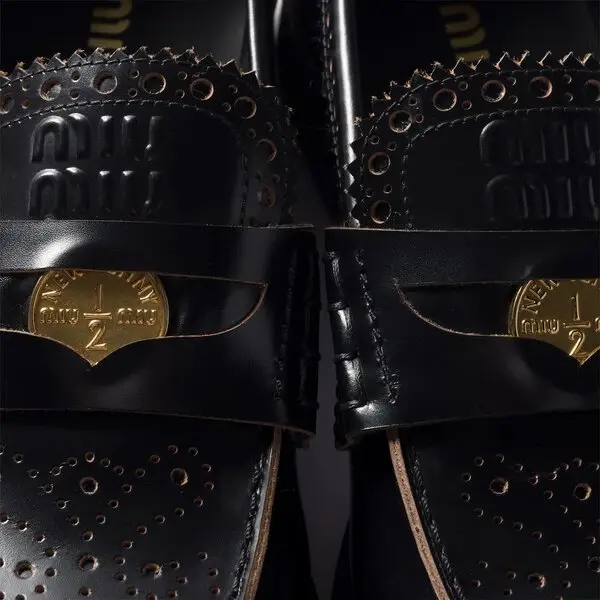 Miu Miu Perforated Loafers With Coin Detail