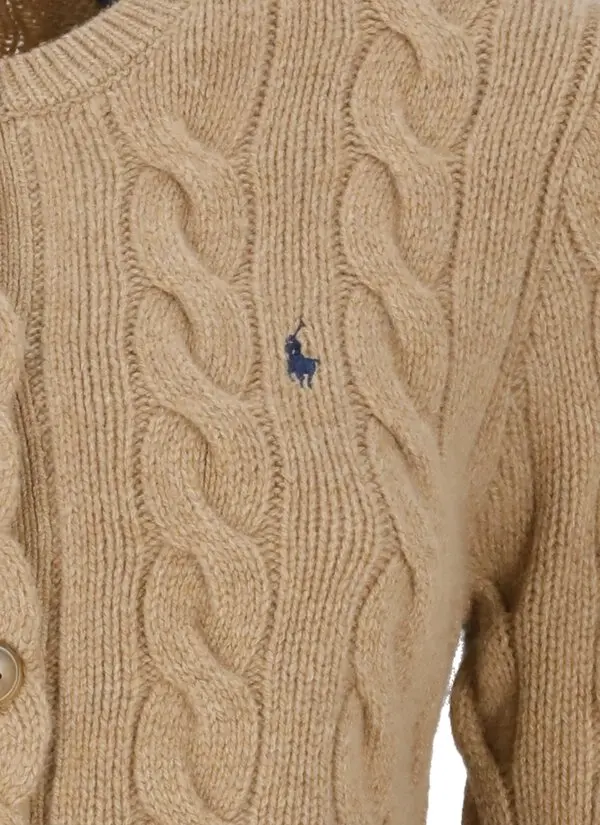 Polo Ralph Lauren Cable Knit Wool Cardigan - Camel
