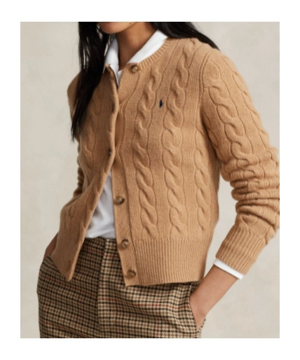 Polo Ralph Lauren Cable Knit Wool Cardigan - Camel