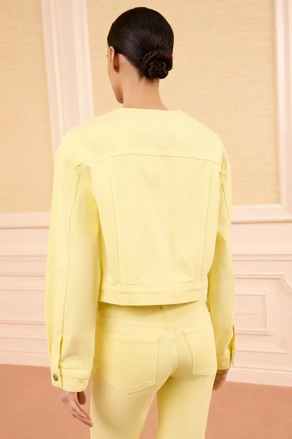 Ulla Johnson Briar Collarless Denim Jacket In Yellow - Chantilly