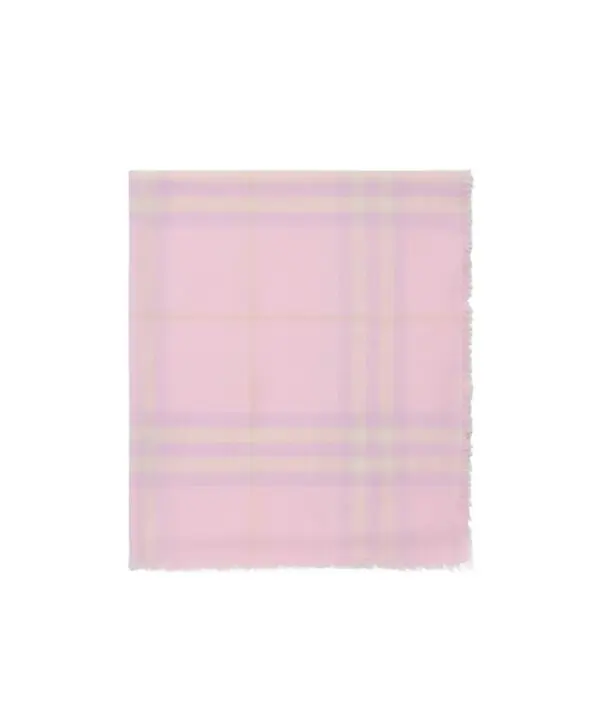 Burberry Check Pattern Frayed-edge Scarf - Fondant