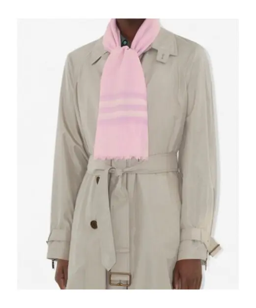 Burberry Check Pattern Frayed-edge Scarf - Fondant
