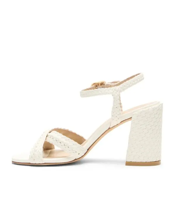STUART WEITZMAN Alyssa Woven Block 85 Sandal - Cream