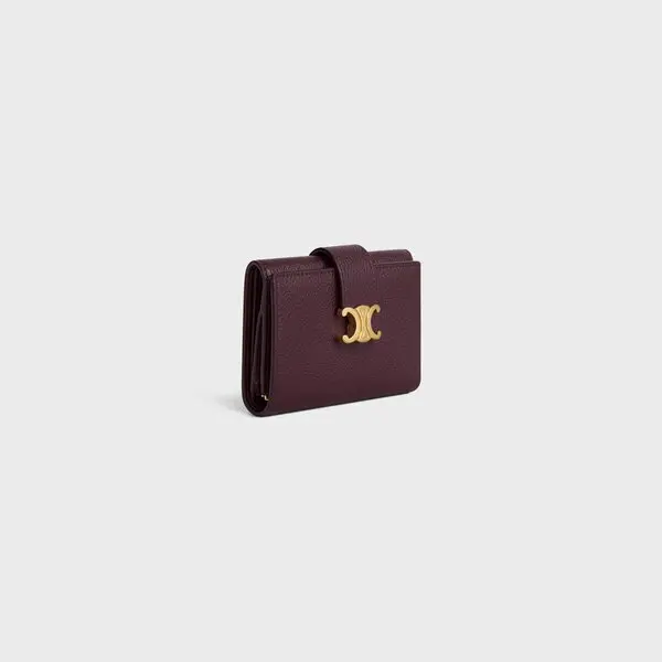Celine Fine Strap Wallet Nino In Supple Grained Calfskin - Red