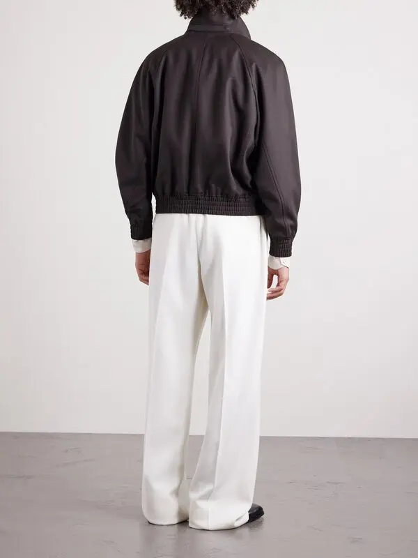 TOM FORD Leather-trimmed Wool And Silk-blend Jacket