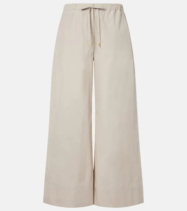 Max Mara Cotton Poplin Wide-leg Pants - Beige