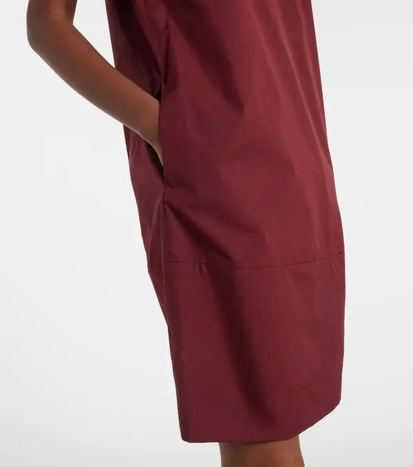 Max Mara Puff-sleeve Cotton Poplin Mini Dress - Burgundy