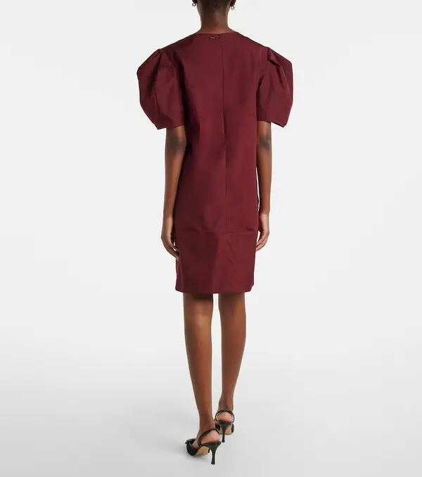 Max Mara Puff-sleeve Cotton Poplin Mini Dress - Burgundy