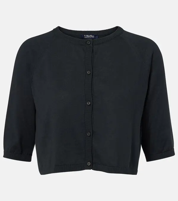 Max Mara Cropped Cotton, Silk, And Cashmere Cardigan - Green