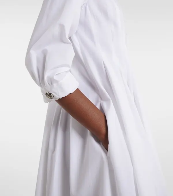 Max Mara Pleated Cotton Poplin Shirt Dress - White