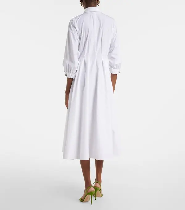 Max Mara Pleated Cotton Poplin Shirt Dress - White
