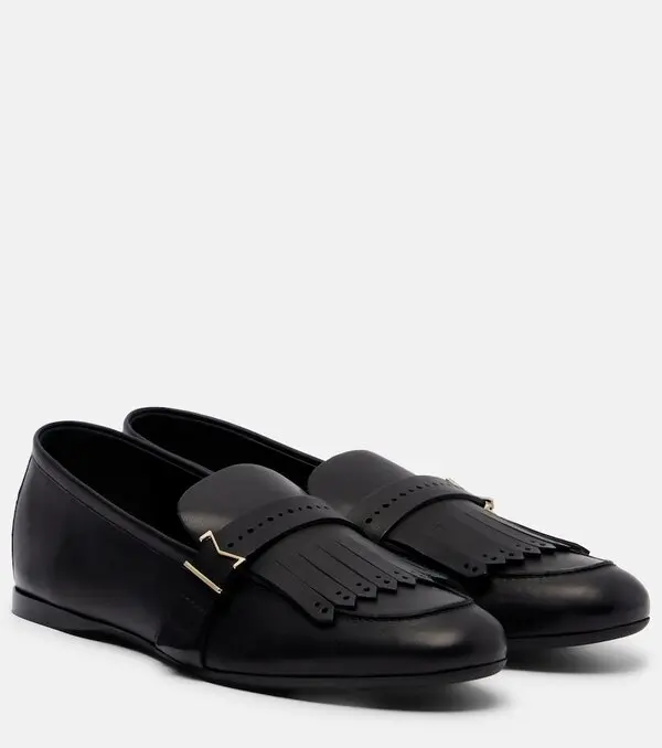 Max Mara Leather Loafers With Fringed Detail