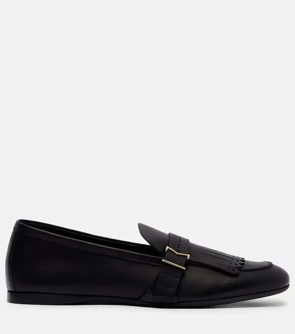 Max Mara Leather Loafers With Fringed Detail