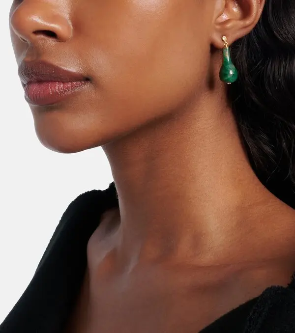 TOTEME Embellished Gold-plated Drop Earrings - Green