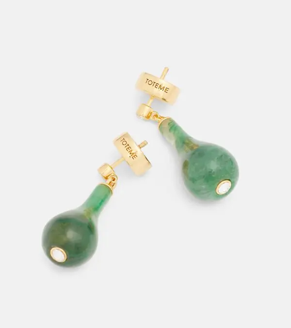 TOTEME Embellished Gold-plated Drop Earrings - Green