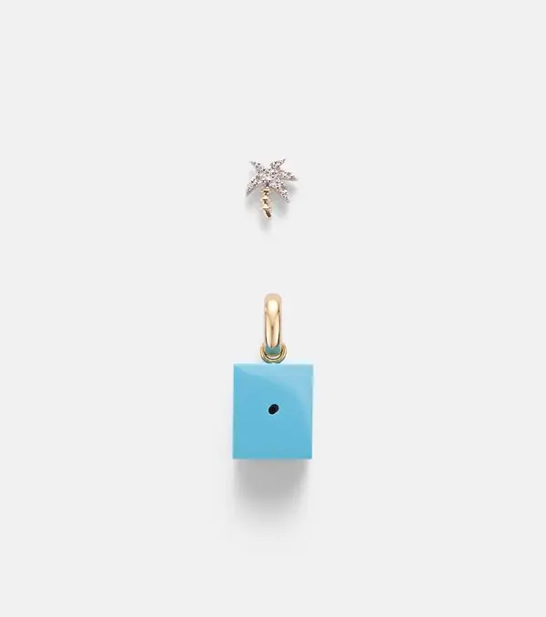 Yvonne Léon 9kt Turquoise And Diamond Earring And Pendant Set - Blue