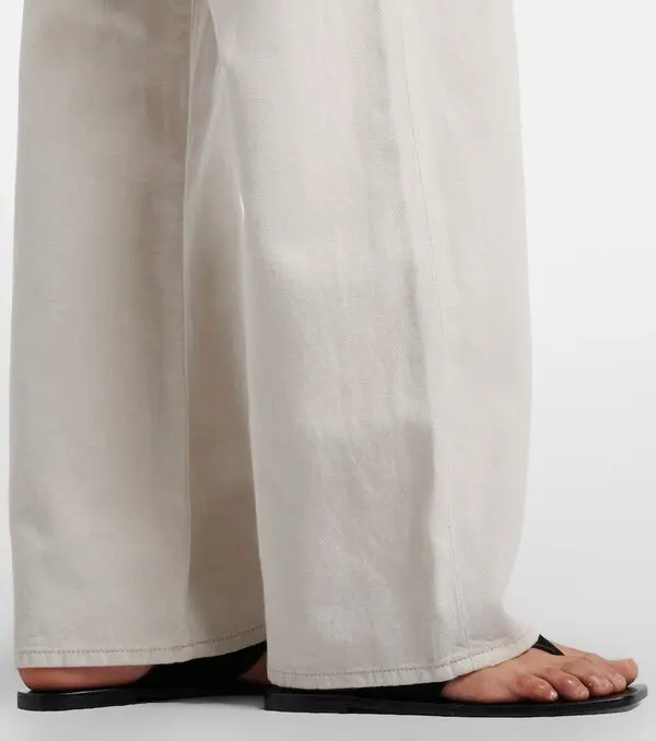 FRAME Off Duty Drawstring Wide-leg Jeans In Natural Ecru - Beige