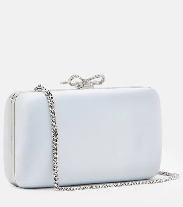 SELF-PORTRAIT Bow Embellished Satin Clutch