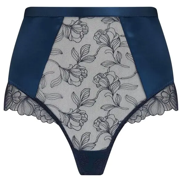 VOLLERS THE CORSET COMPANY LIMITED Aria High Waisted Thong - Blue