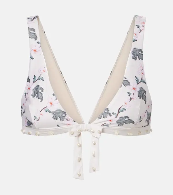 Agua Bendita Huerta Floral Bikini Top - White