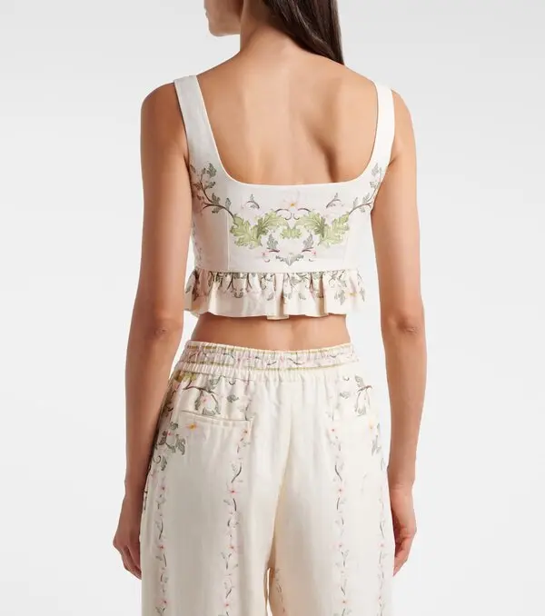 Agua Bendita Eslabón Printed Linen Top