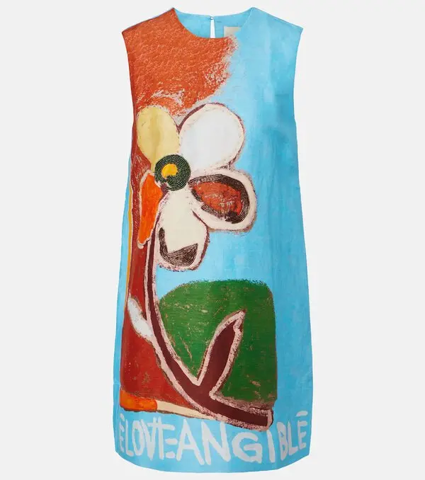 ALEMAIS X Mlak Lenny Printed Linen-blend Minidress - Multicoloured