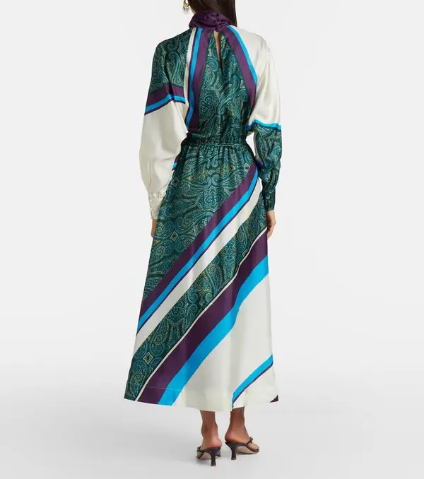 ALEMAIS Joni Printed Silk Midi Dress - Multicoloured