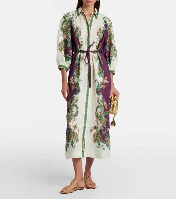 ALEMAIS Ruthie Printed Linen Shirt Dress