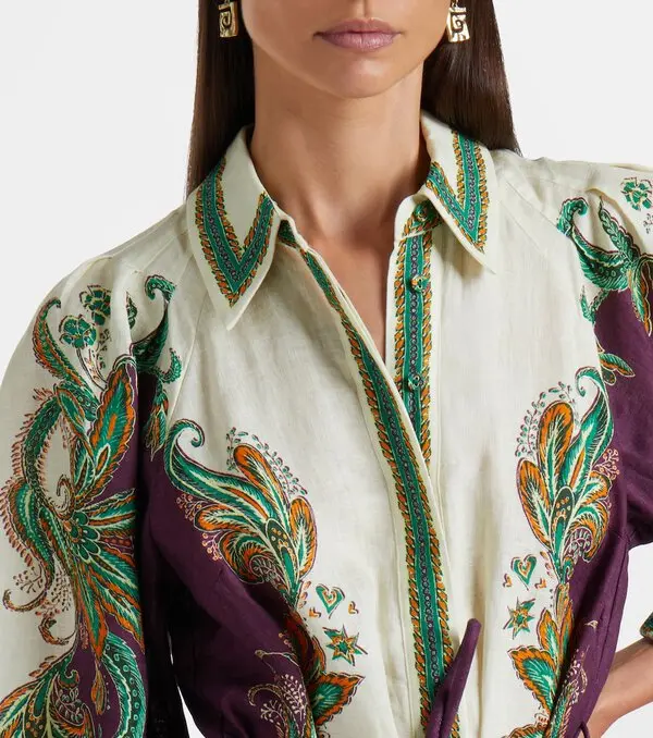 ALEMAIS Ruthie Printed Linen Shirt Dress
