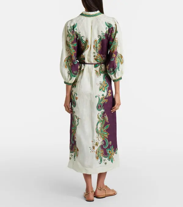 ALEMAIS Ruthie Printed Linen Shirt Dress