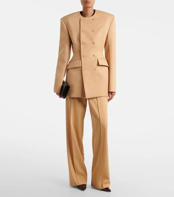 Wardrobe.NYC Wool Wide-leg Trousers - Beige