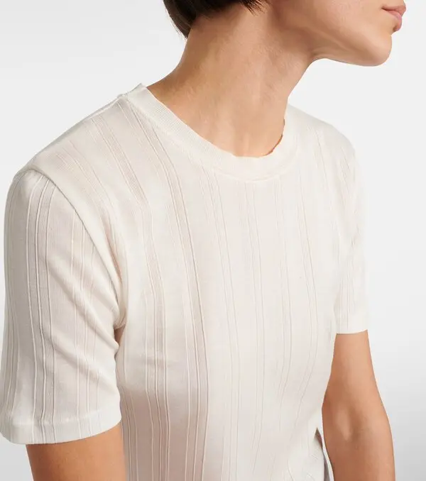 THE ROW Ribbed Knit Cotton T-shirt - White