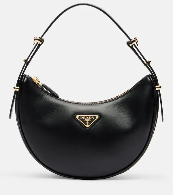 Prada Small Leather Shoulder Bag - Black