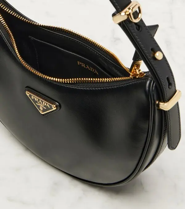 Prada Small Leather Shoulder Bag - Black