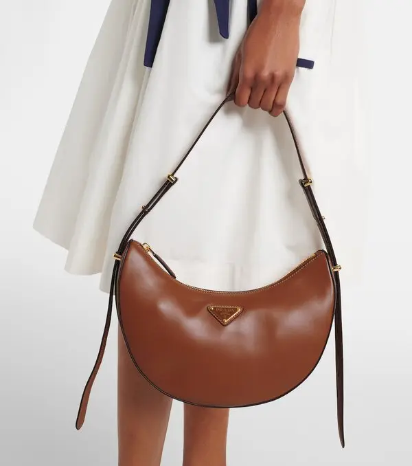 Prada Small Leather Shoulder Bag - Brown