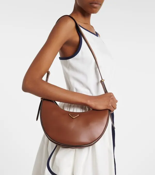 Prada Small Leather Shoulder Bag - Brown