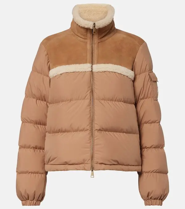 Moncler Aurore Shearling-trimmed Down Jacket - Beige