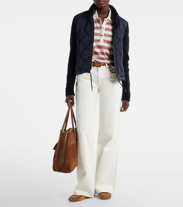 Moncler Down-paneled Cotton-blend Cardigan
