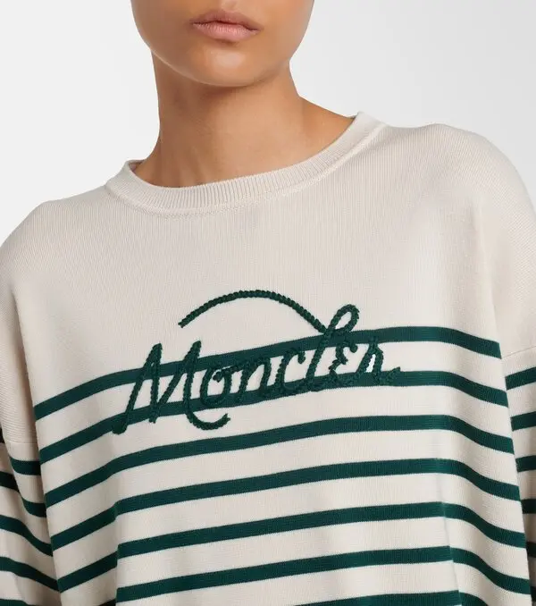 Moncler Striped Virgin Wool Sweater - Beige